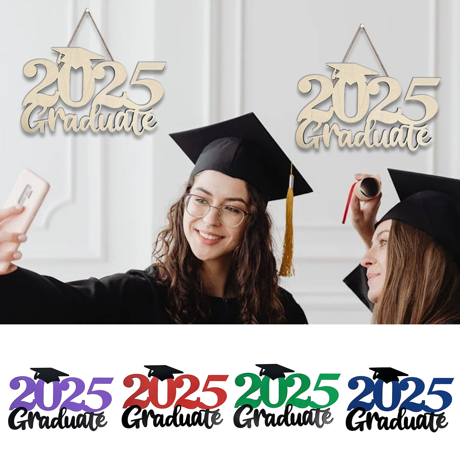 Opvise 2025 Graduation Sign Wooden Wall Decoration - Elegant Home Decor ...