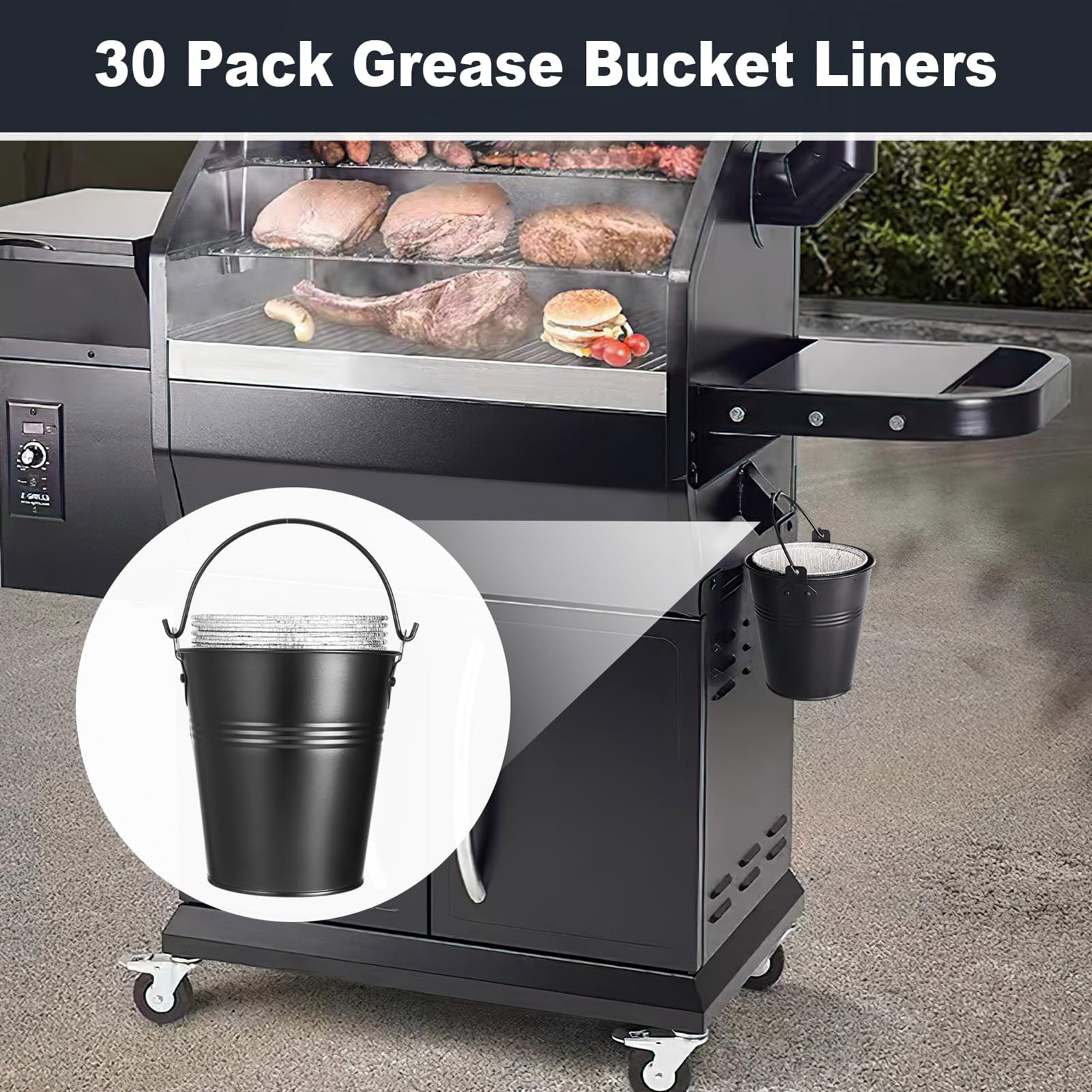 Opvise 20Pcs Barbecue Grease Bucket Tin Foil Liner Outdoor BBQ Grill Aluminum Foil Drum Lining ...