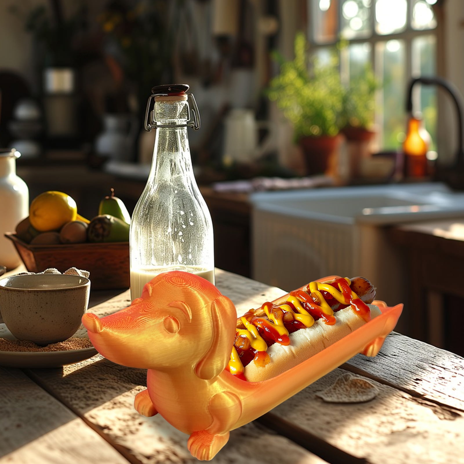 Opvise 3D Printed Dachshund Dog Tray for Hot Dog Baked Meals, PLA ...