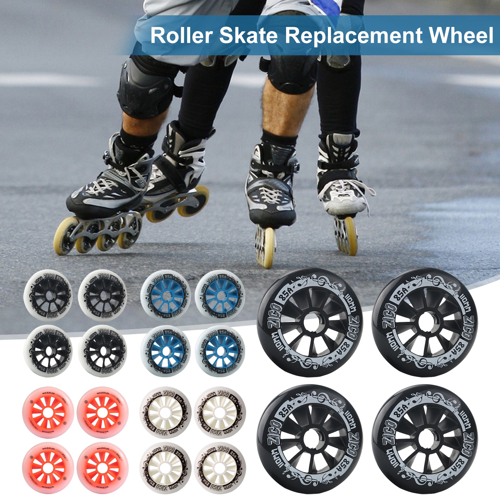 Opvise 4 Pack Inline Skate Wheels 90/100/110mm Skate Replacement Wheels ...