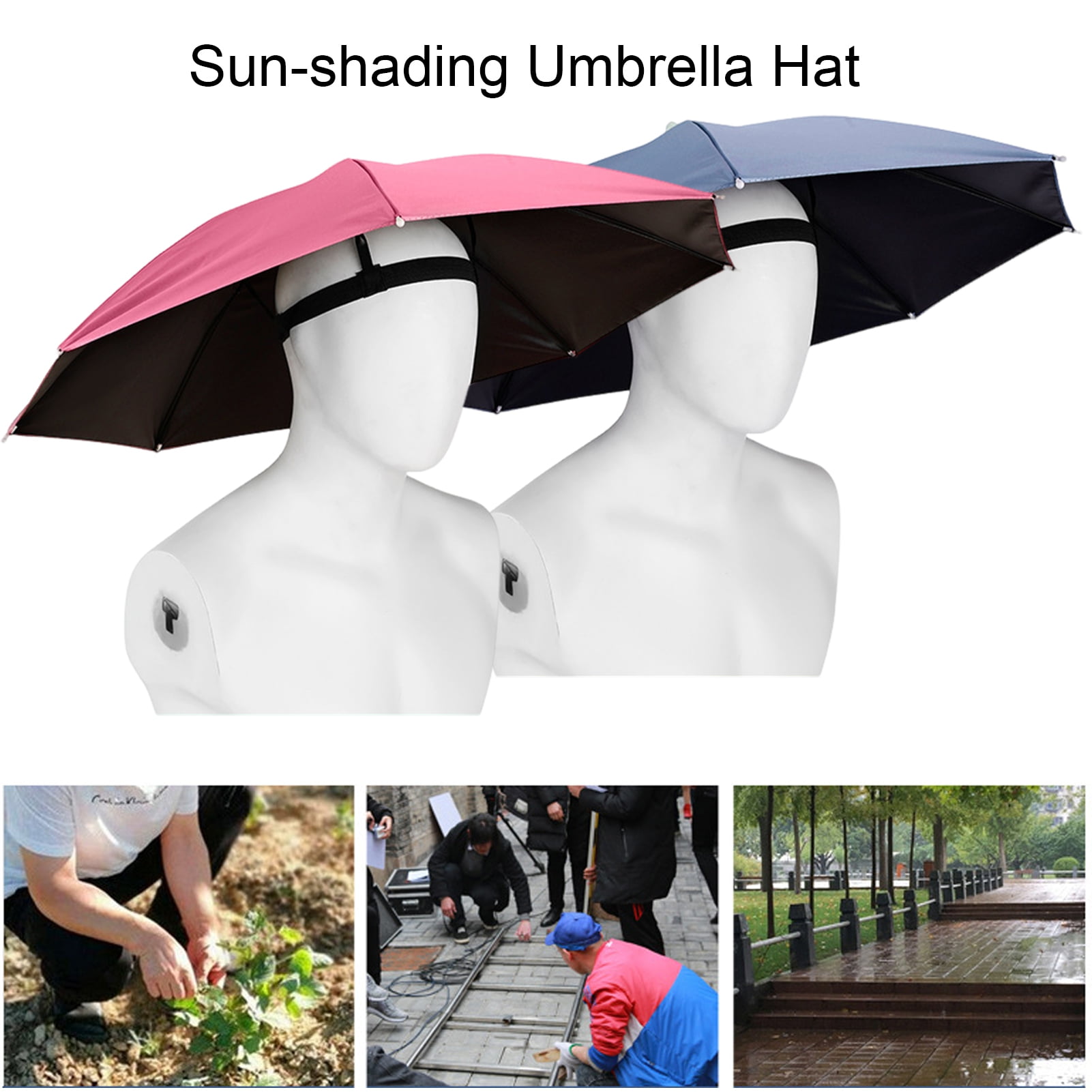 Opvise 69CM UV Protection Umbrella Hat Hands-Free Sun Blocking Umbrella ...