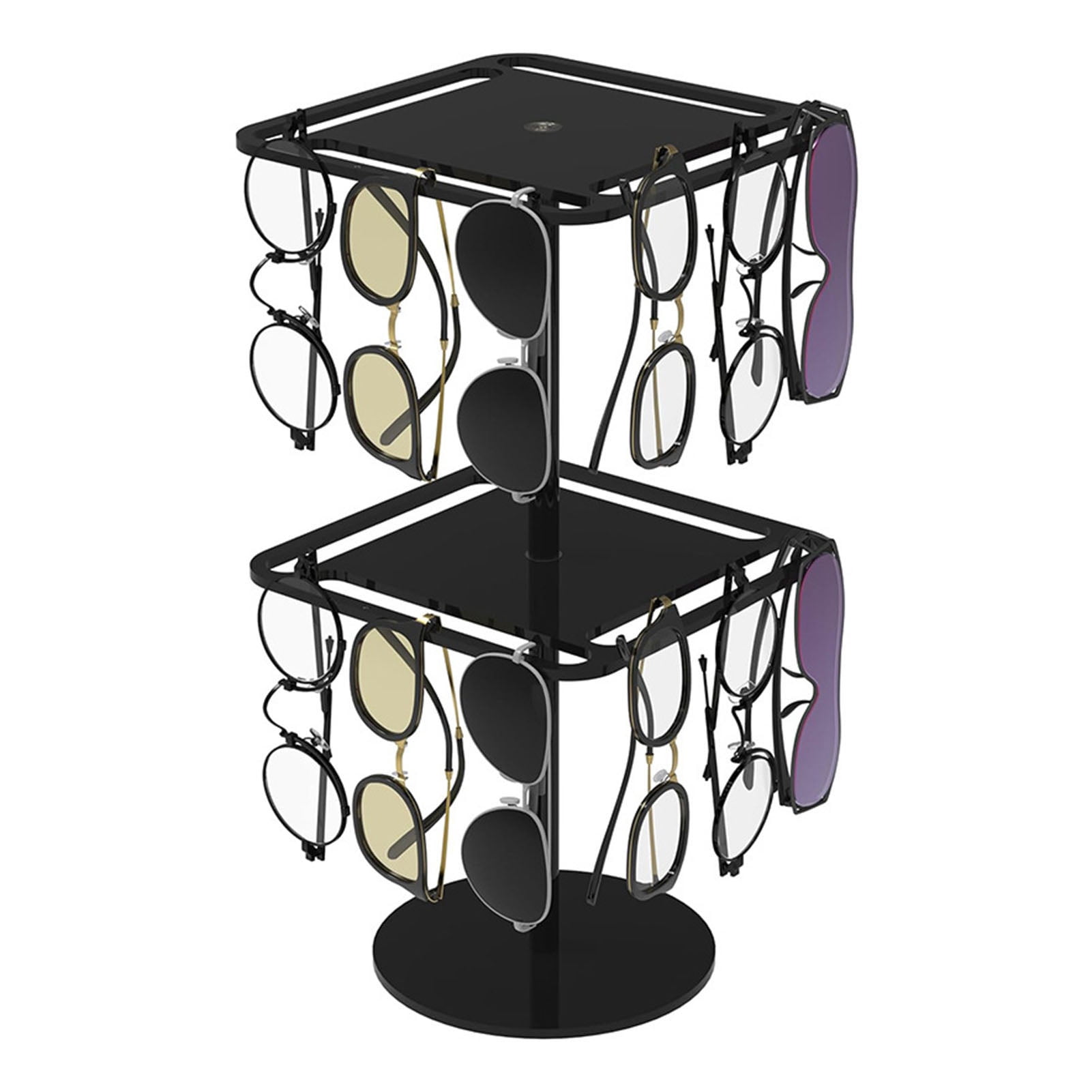 Opvise Acrylic Eyewear Organizer with 360° Silent Rotation - Holds 24 ...