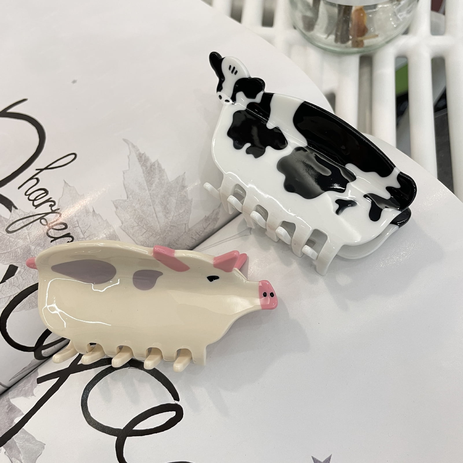 Opvise Animal Shape Hair Claw Cartoon Chicken Pig Milk Shape Hair Clip ...