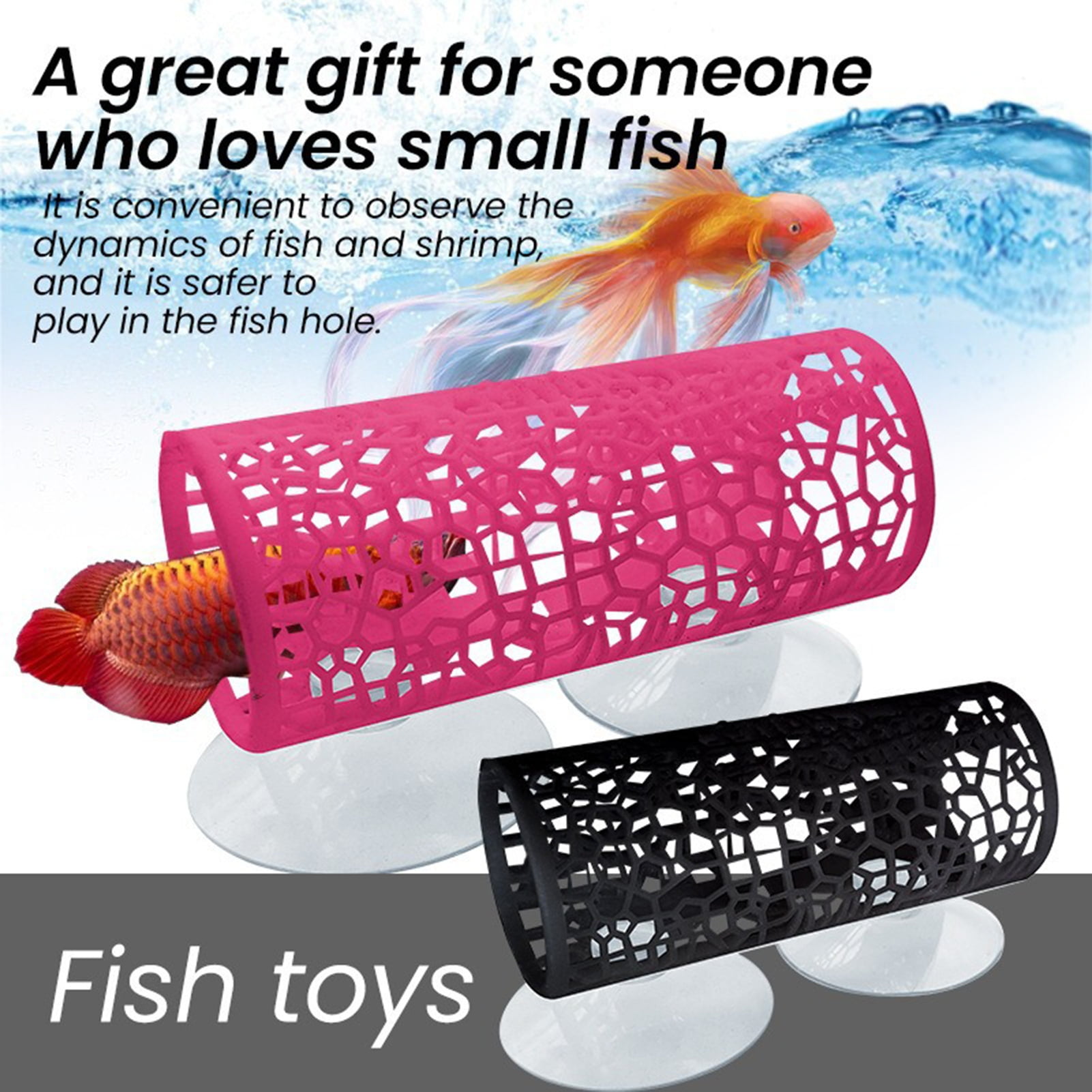 Opvise Betta Fish Tunnel with Suction Cup - Safe Micro-Mesh Design ...
