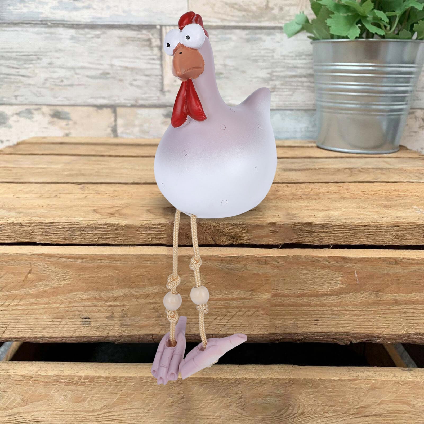 Opvise Big Eyes Hen Statue Resin Chicken Figurine with Long Legs ...