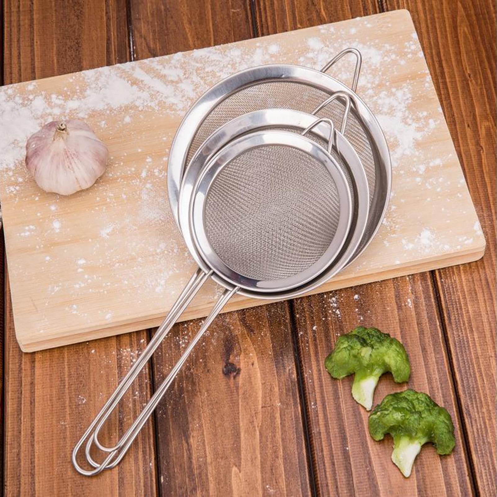 Opvise Broadside Stainless Steel Flour Sieve Oil Colander Soybean Milk ...