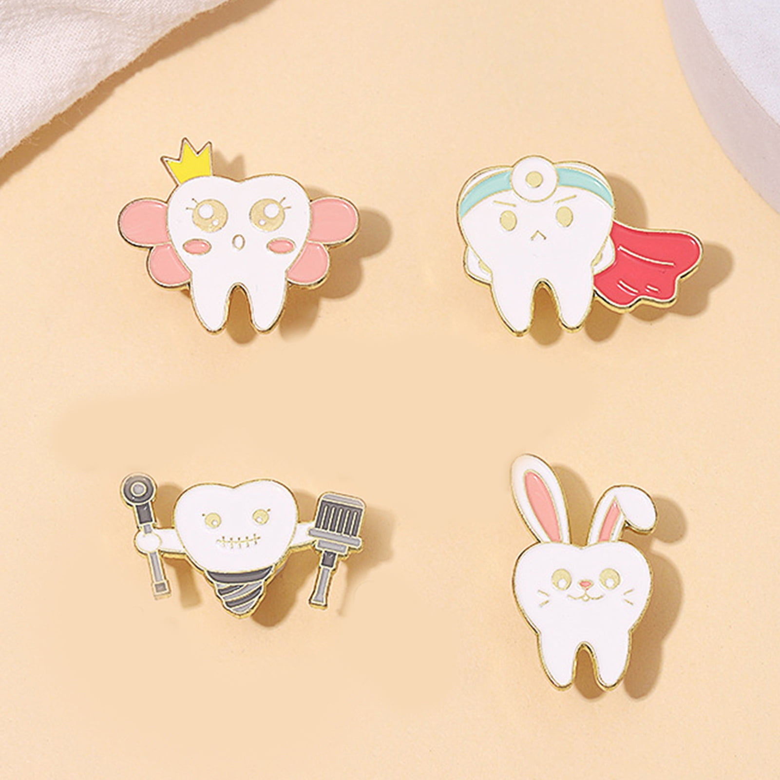 Opvise Cartoon Oral Health Enamel Pin Funny Tooth Shape Brooch Dentist ...