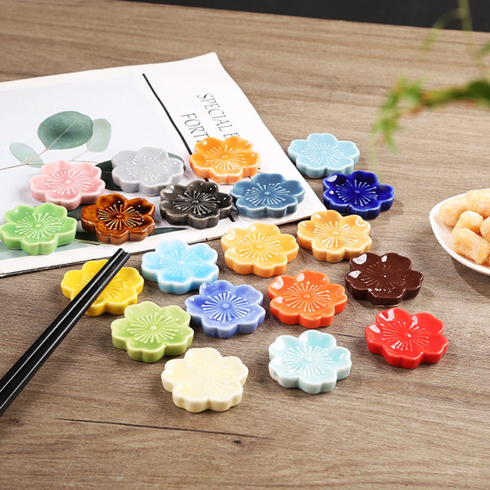 Opvise Chopstick Rest Sakura Shape Ceramic Chopstick Holder Versatile ...