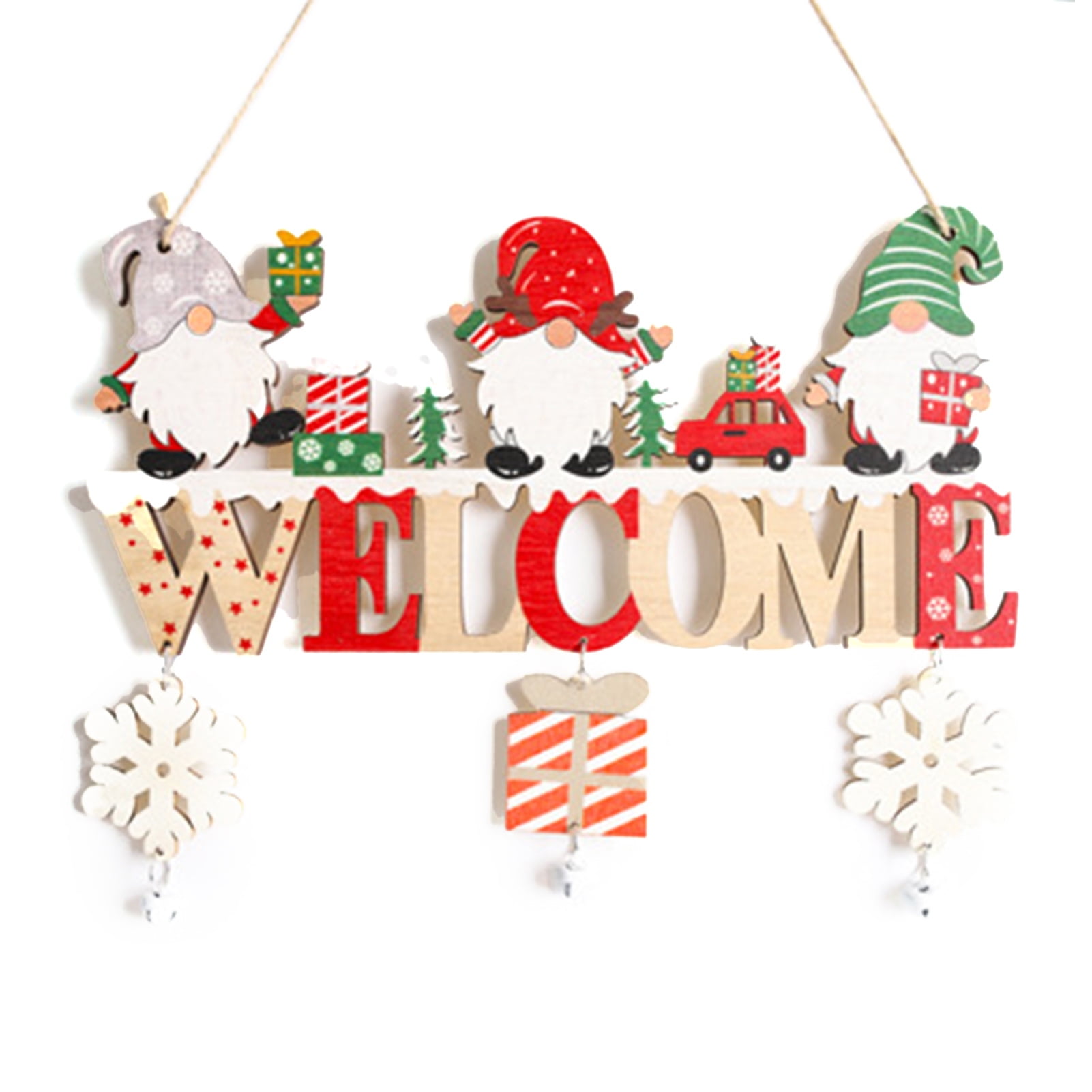 Opvise Christmas Wood Door Sign Santa Gnome Snowman Elk Indoor Outdoor ...