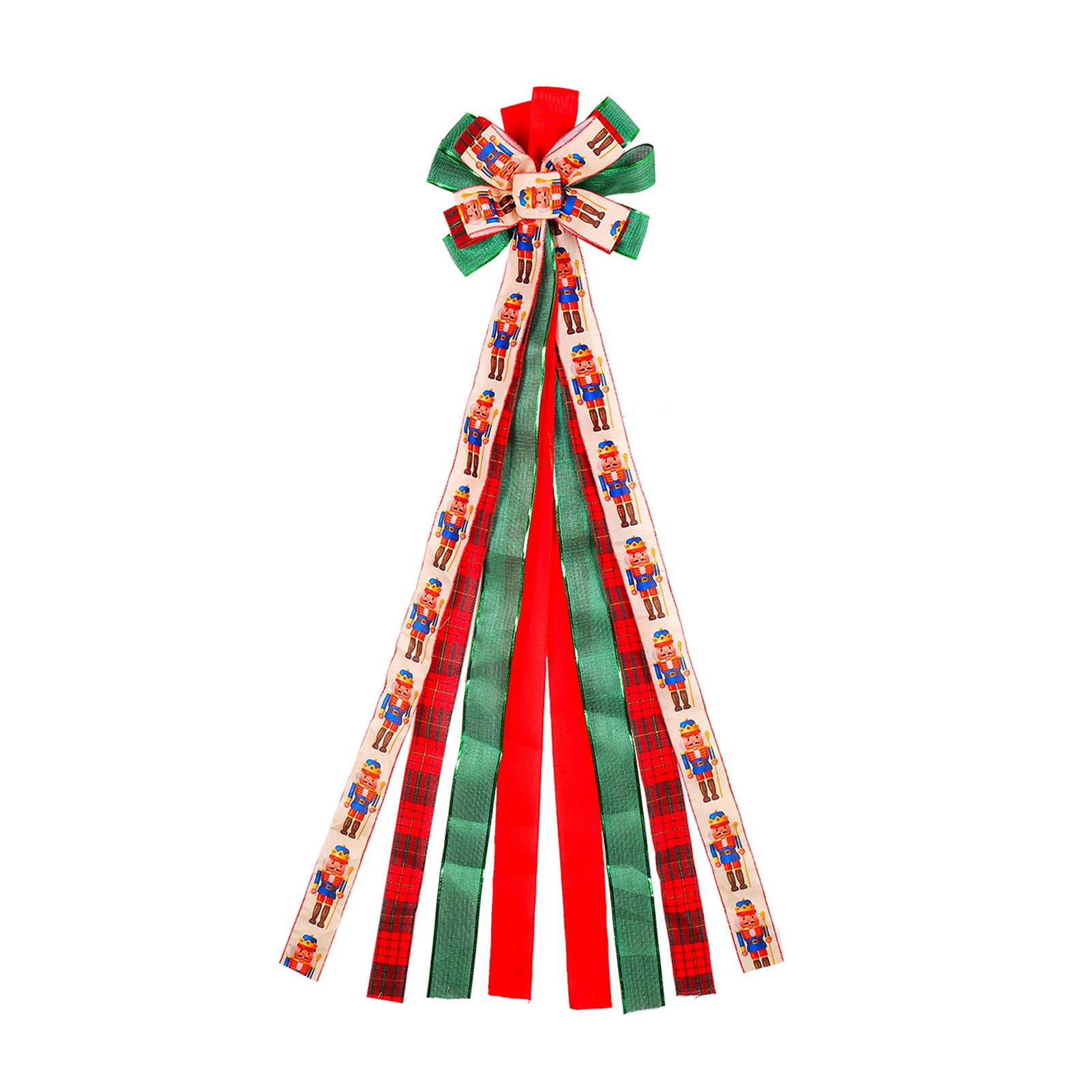 Opvise Classic Color Christmas Tree Topper Nutcracker Pattern Satin ...