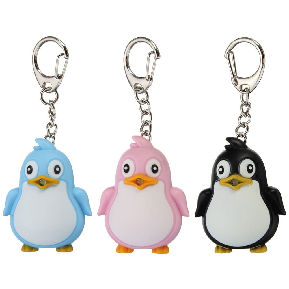 Opvise Cute Animal Penguin LED Light with Sound Key Chain Key Ring ...