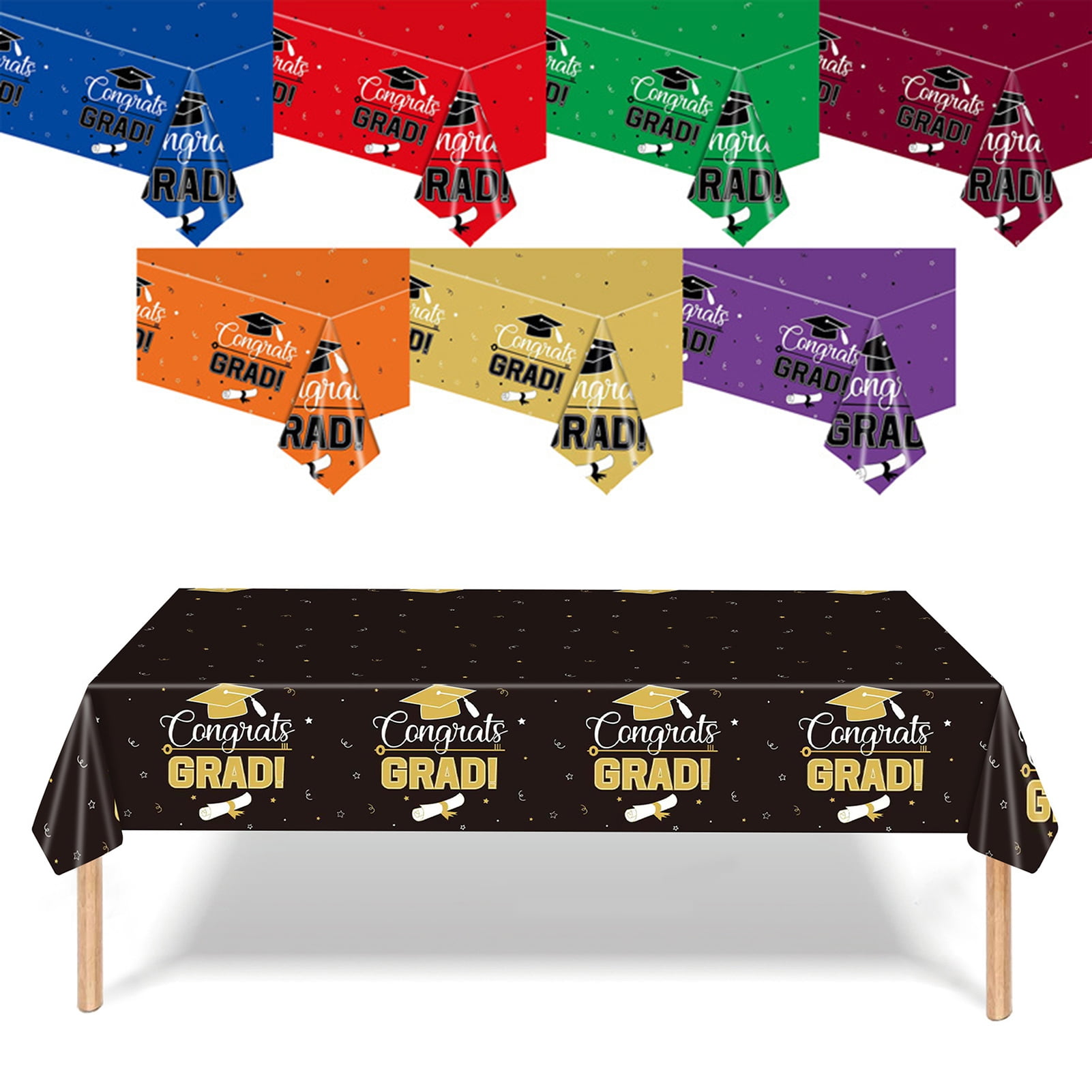 Opvise Disposable Graduation Tablecloth Premium Plastic Waterproof PE ...