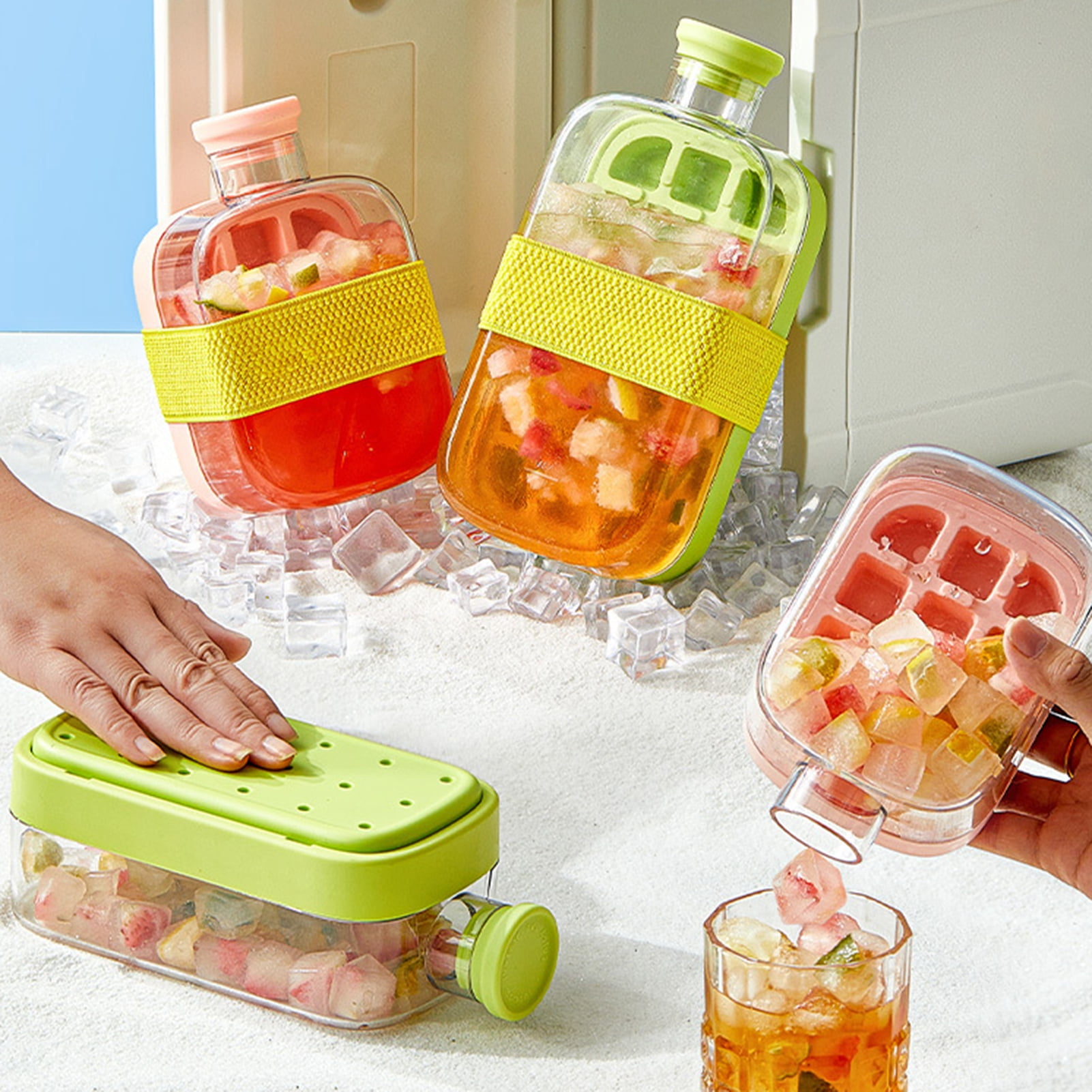 Opvise Efficient No-Touch Ice Cube Maker with Pressed Ice Box, 500 ...
