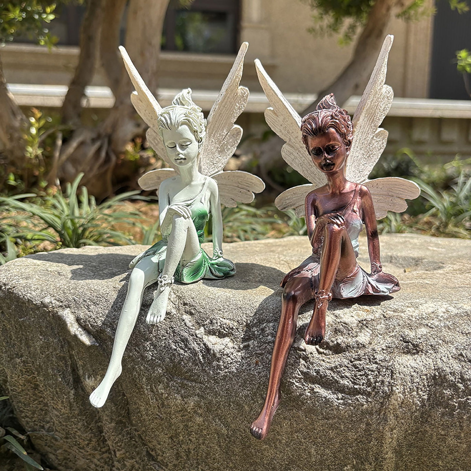 Opvise Enchanting Fairy Garden Statue - Hand-Painted Resin Outdoor ...