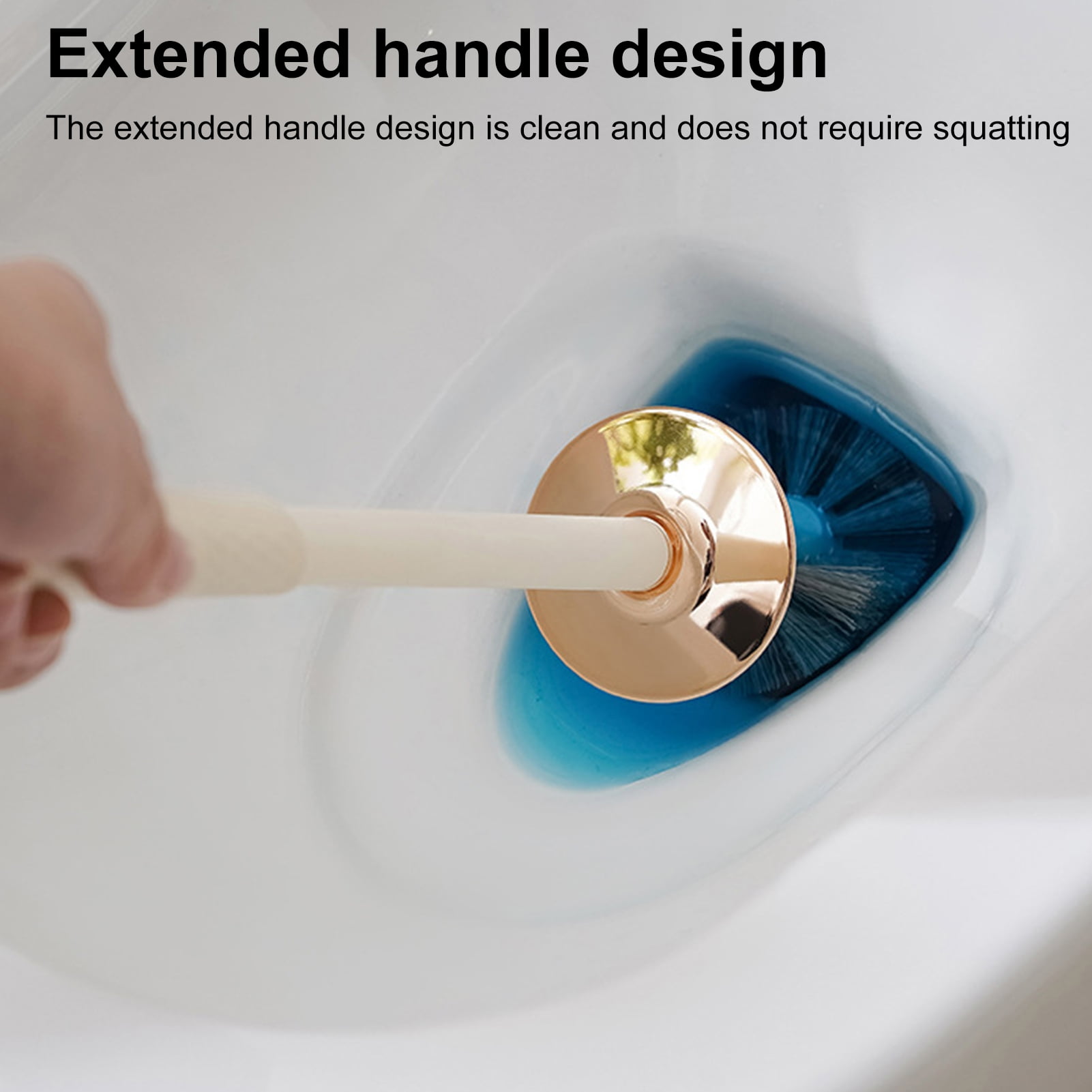 Opvise Extended Reach Toilet Brush Set with Fine Bristles - Space ...