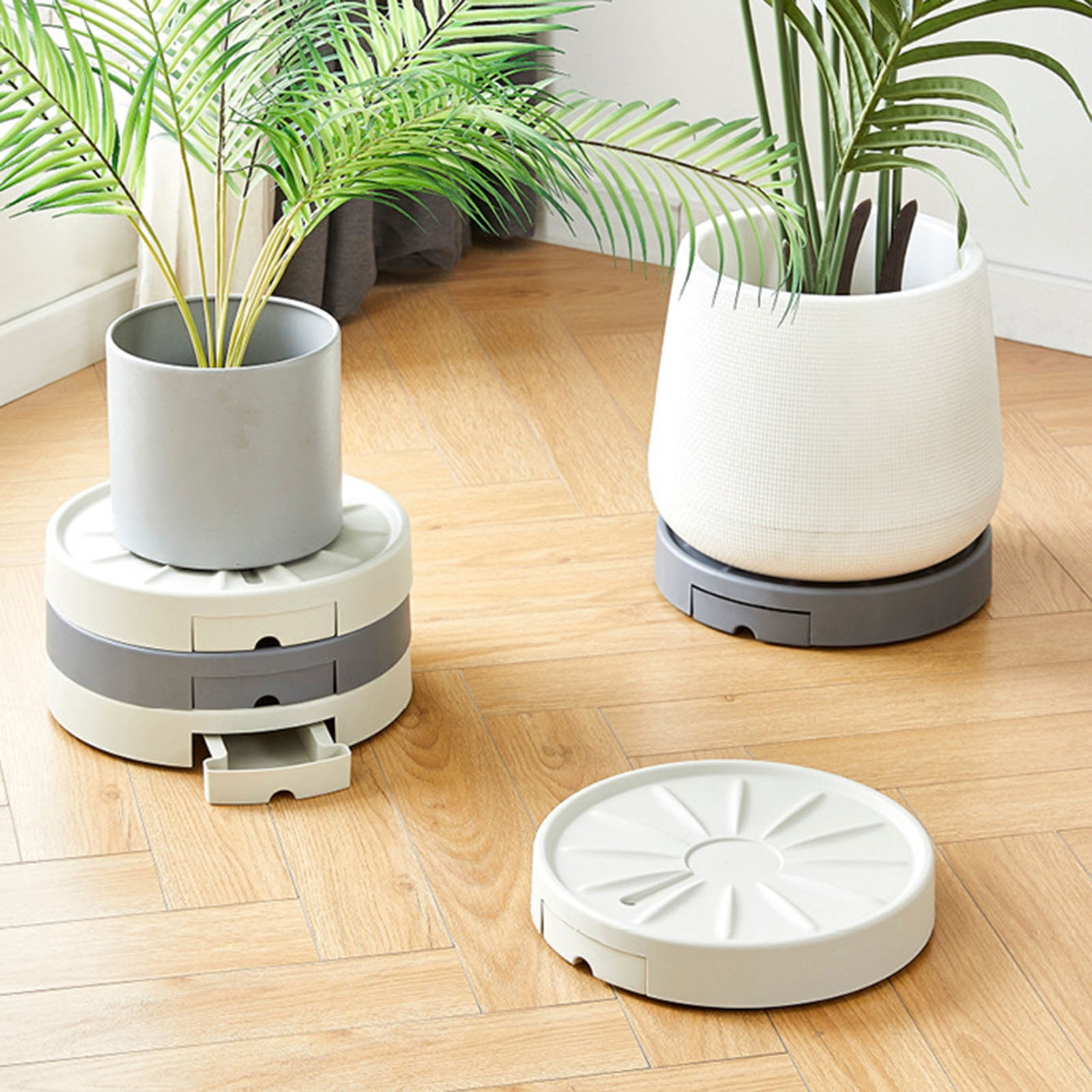 Opvise Flower Pot Tray 13 Inch Rolling Plant Caddy with Silent Wheels ...