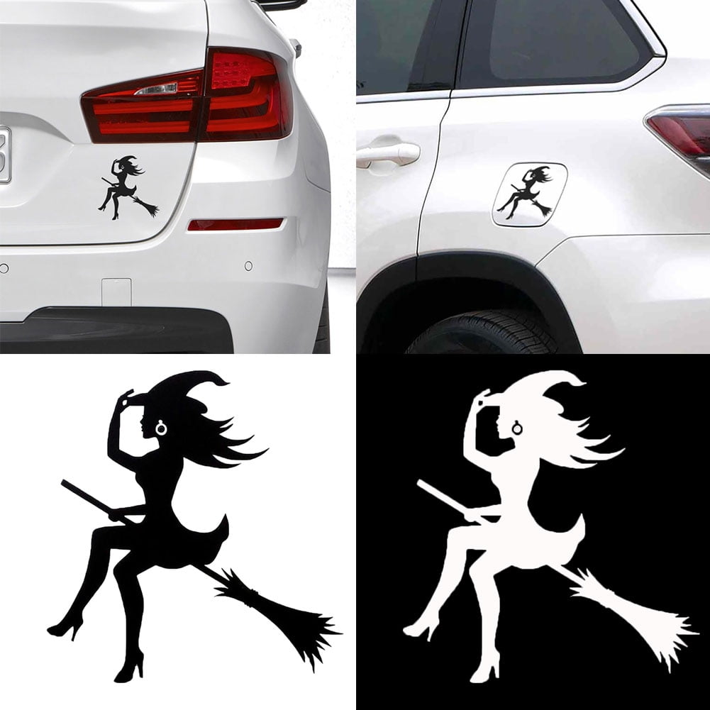 Opvise Funny Broom Witch Reflective Car Vehicle Body Window Bumper ...
