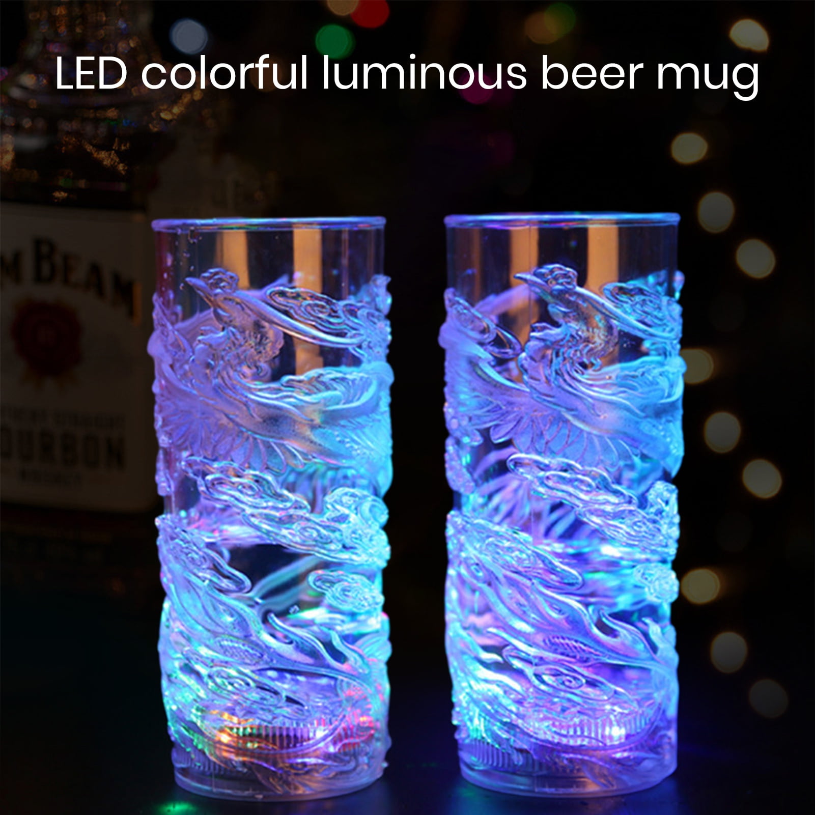 Opvise Glowing Beer Cup LED Color Changing Dragon Cup Water Activated ...