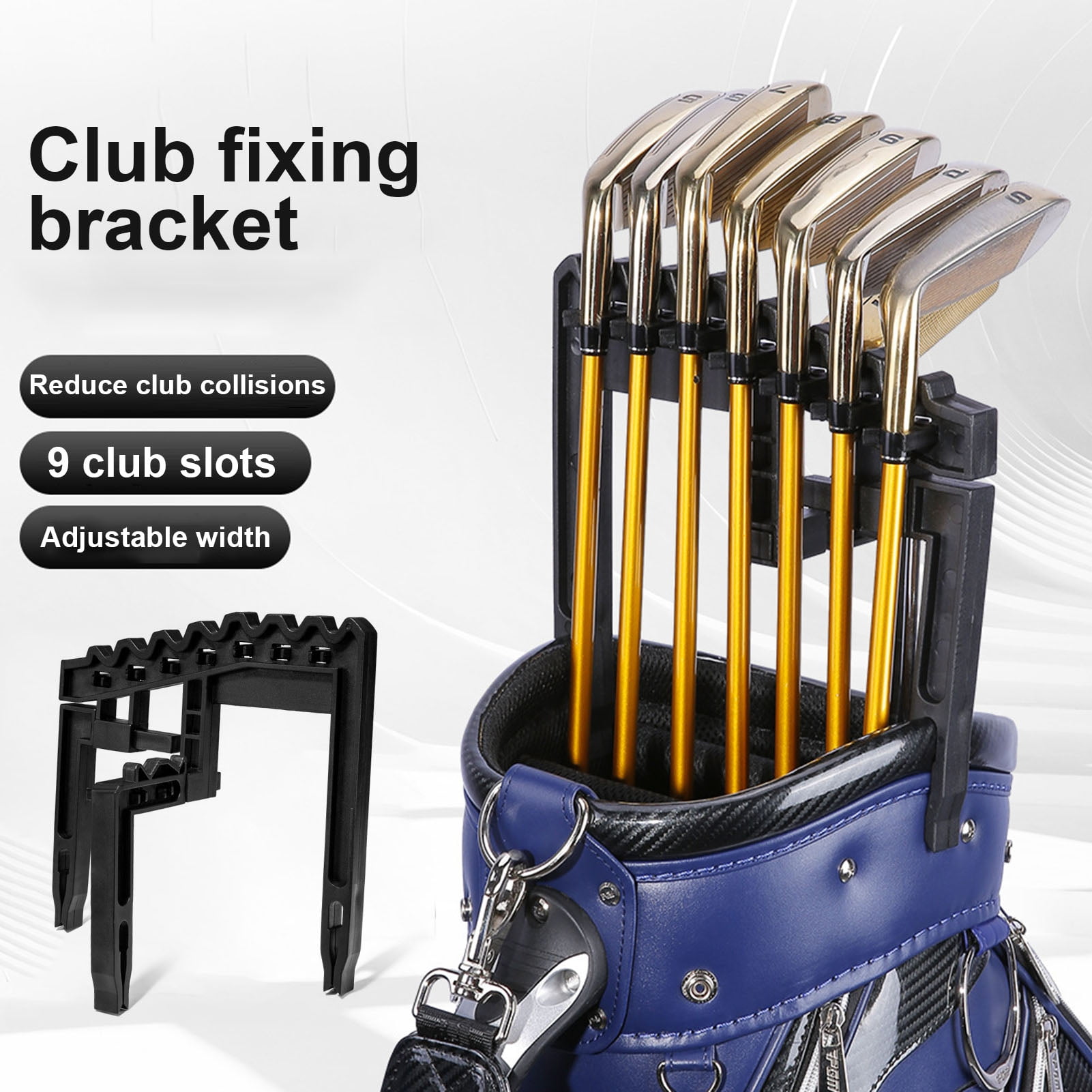 Opvise Golf Club Holder Clip with 9 Slots Adjustable Width Universal ...