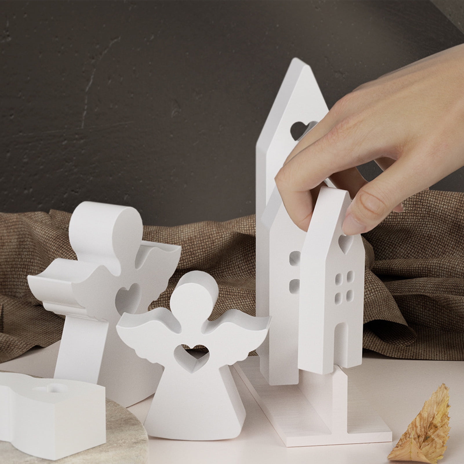 Opvise Heart House Silicone Mold Large Small Rabbit Angel Casting Mold ...