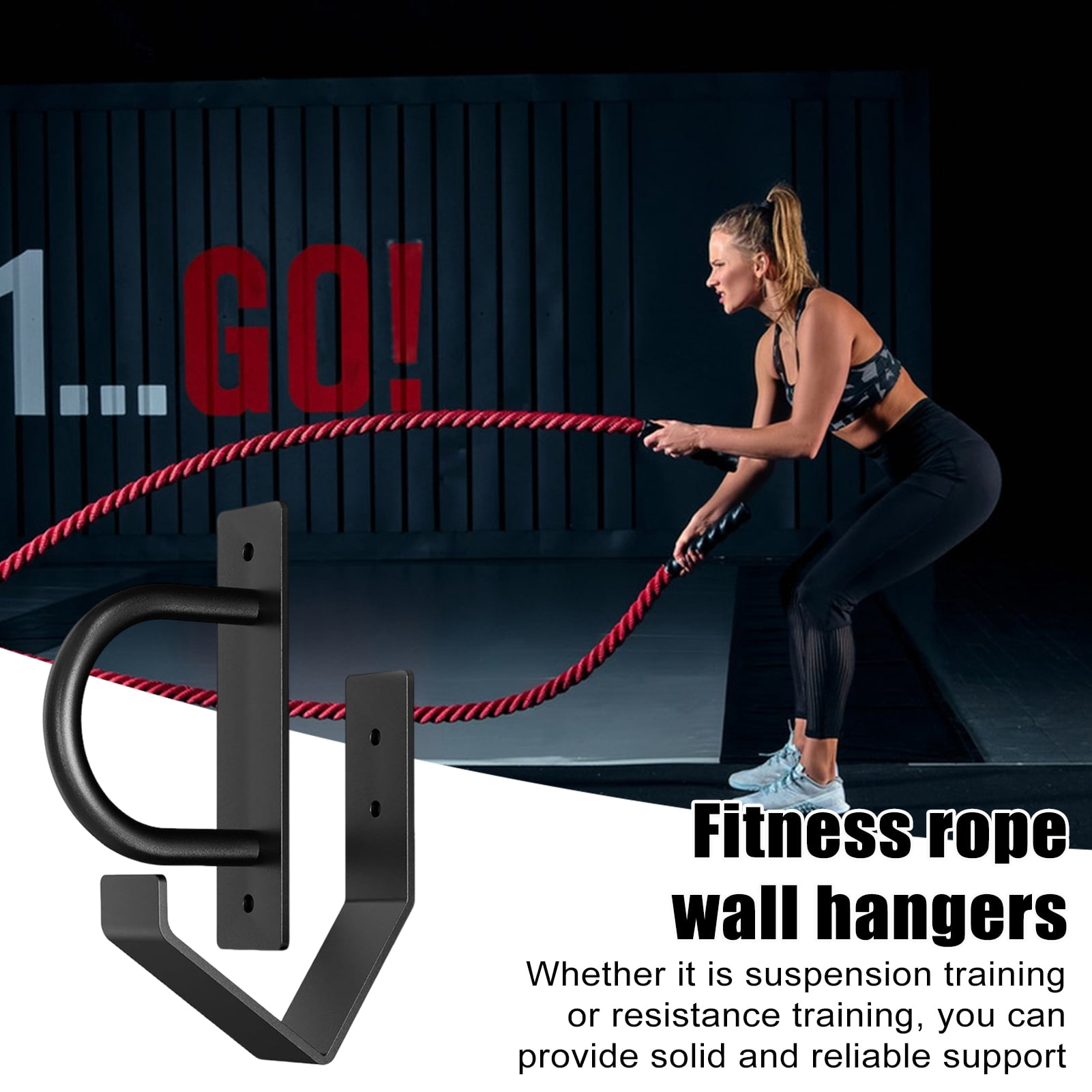 Opvise Heavy-Duty Metal Steel Wall Rack for Combat Ropes, Yoga Swings ...
