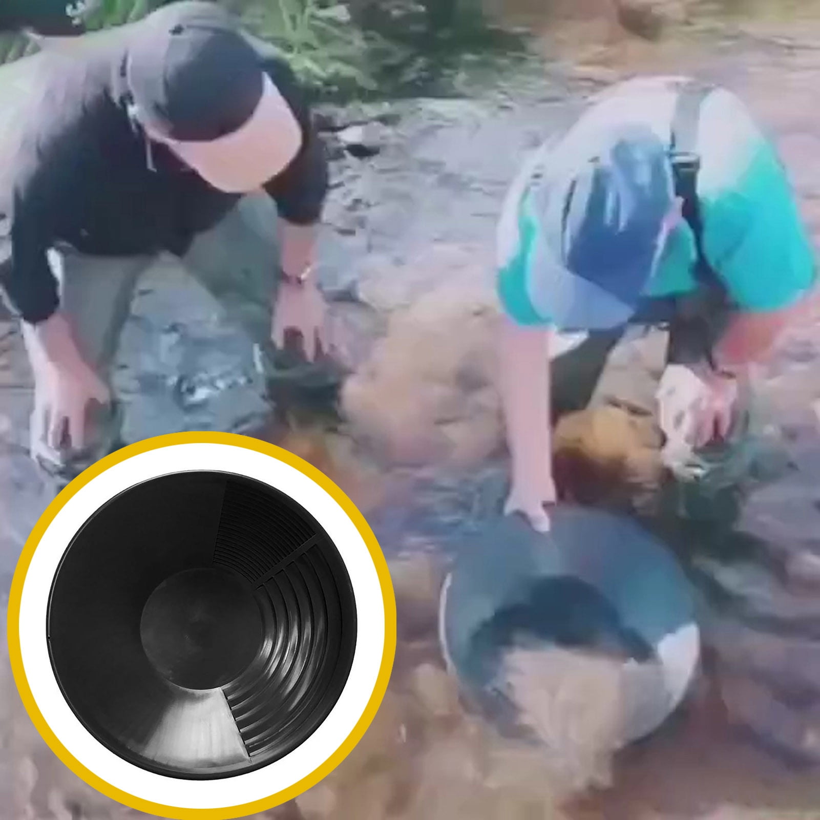 Opvise Heavy-Duty Plastic Gold Panning Pan with 3 Riffles, 38cm Rust ...