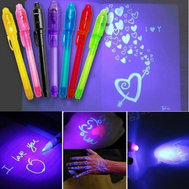 Direct Glow Invisible UV Blacklight Ink Markers, Semi-Permanent, Blue ...