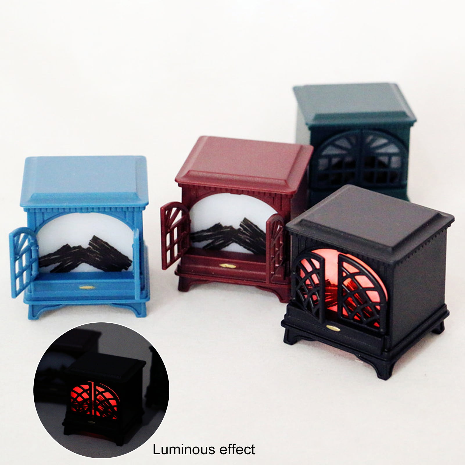 Opvise Miniature Fireplace Stove Battery Operated Luminous Realistic ...