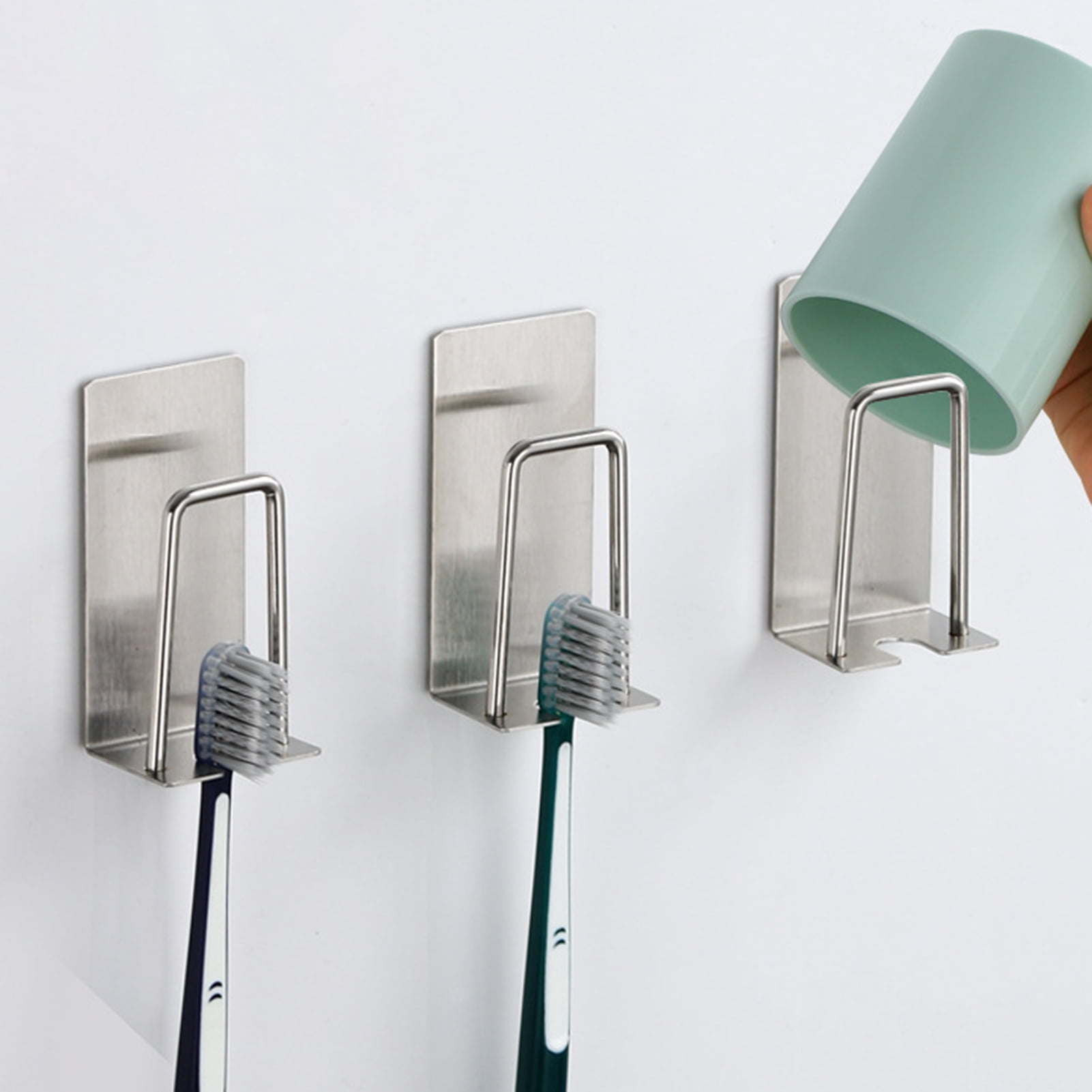 Opvise No-Drill Stainless Steel Toothbrush Holder with Inverted ...