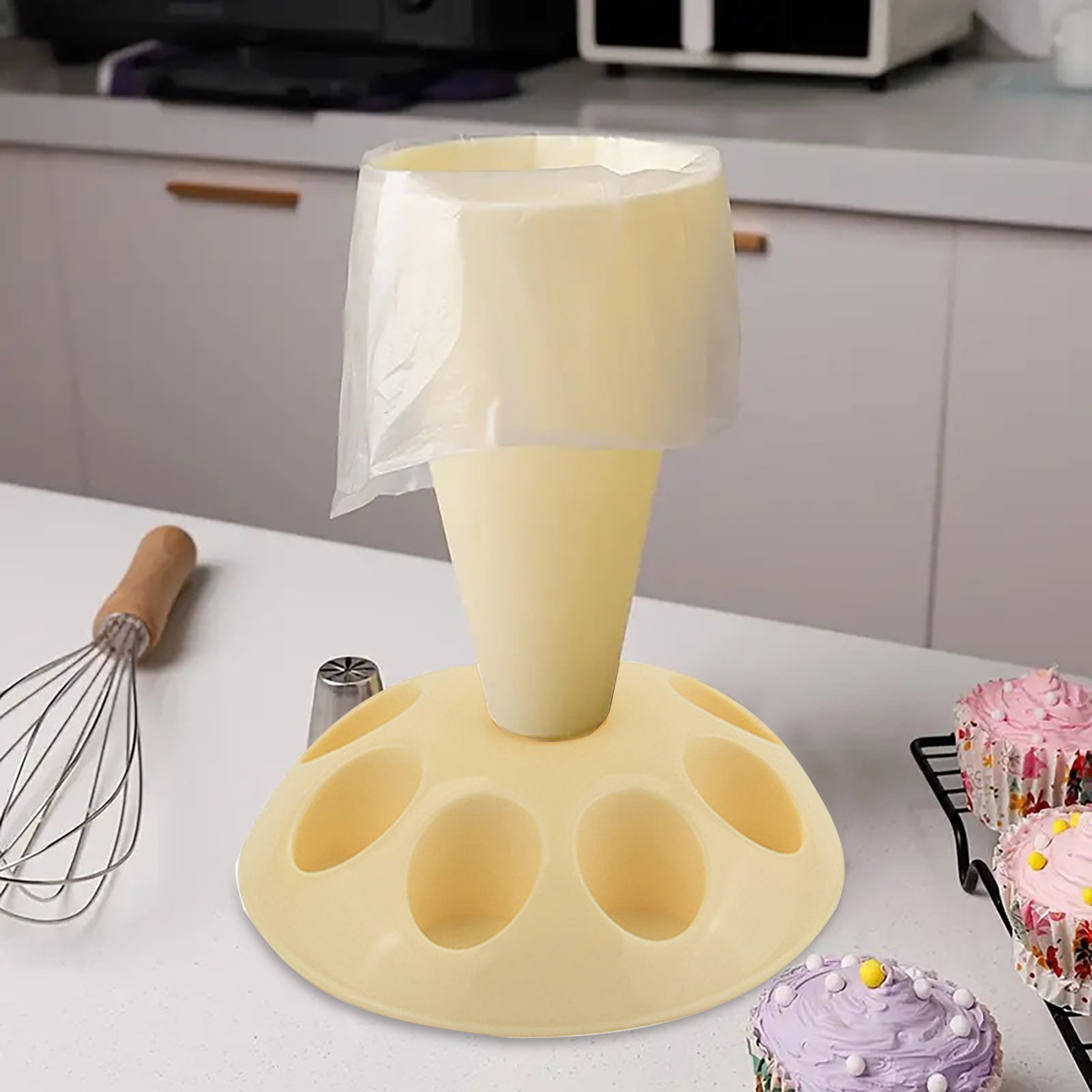 Opvise Piping Bag Stand with 8 Icing Nozzles Holders Detachable Base ...
