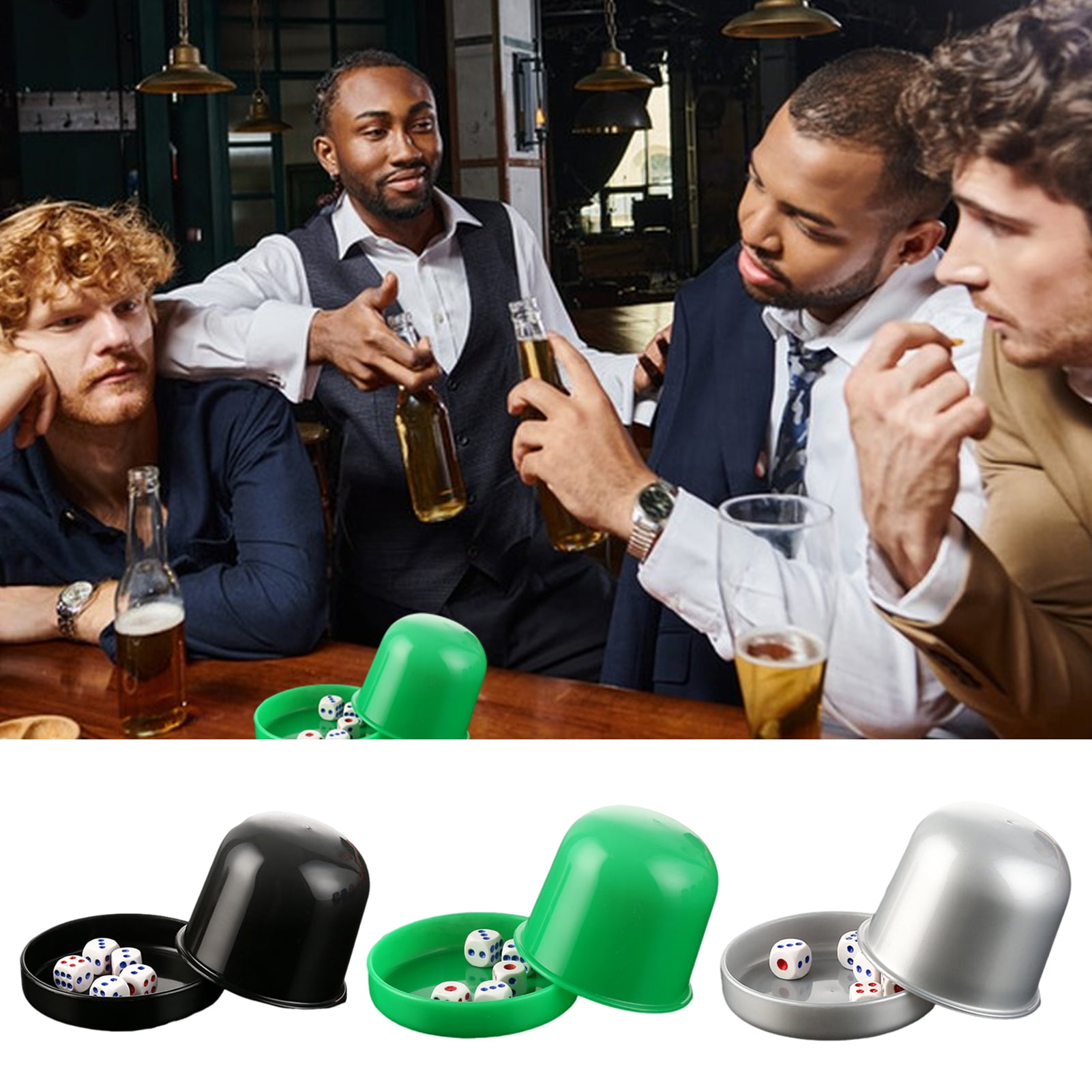 Opvise Portable Dice Cup Set with 6 Dices, Heavy-Duty PS Material ...