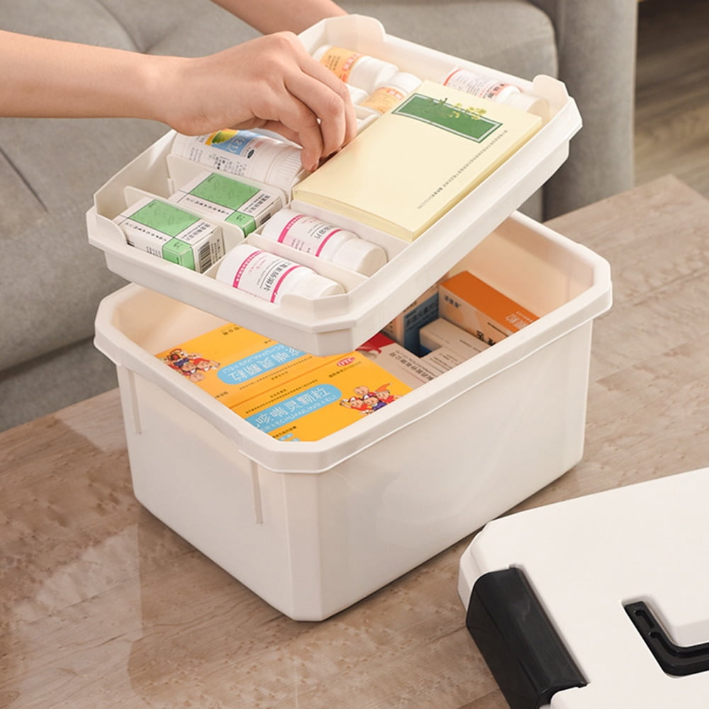 Opvise Portable Plastic Home Medicine Case Health Care Drug First Aid ...