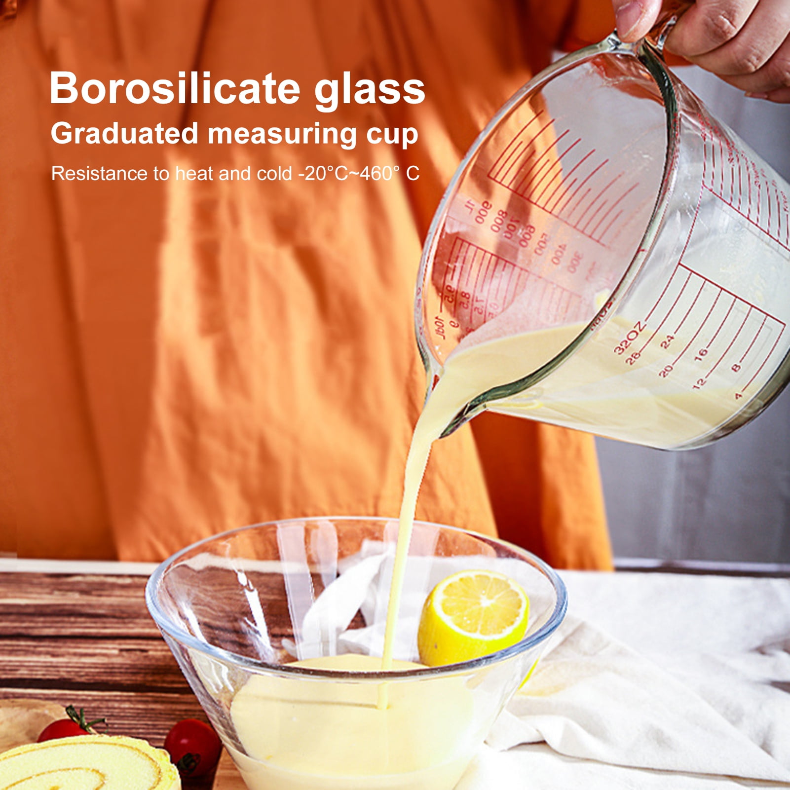 Opvise Premium Borosilicate Glass Measuring Cup with Dual-Scale ...