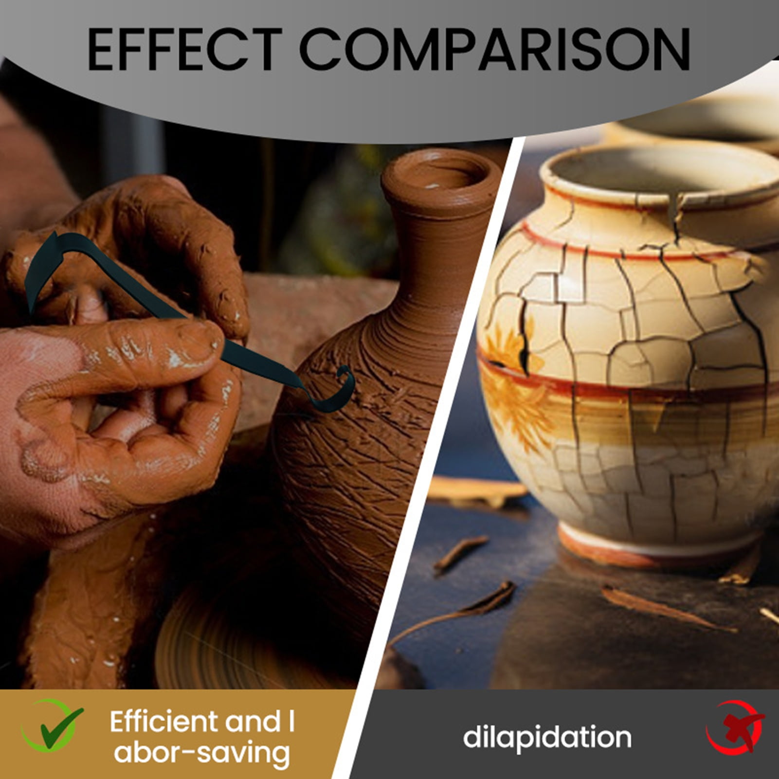 Opvise Professional Dual-Headed Stainless Steel Pottery Trimming Tool ...