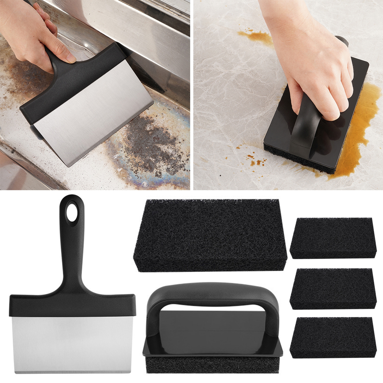 Opvise Professional Heat-Resistant Grill Scraper with Ergonomic Handle ...