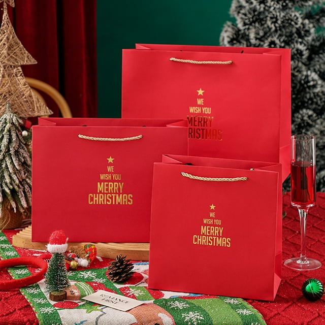 Opvise Red Christmas Gift Box Rectangular Cardboard Gift Box with Tree ...
