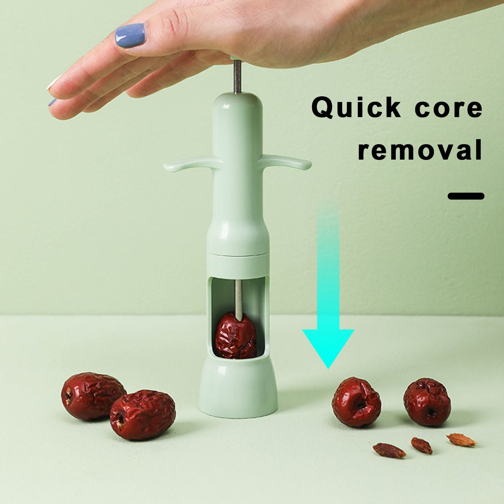 Opvise Red Dates Slicer Anti-slip Plastic Shell Press Type Stainless ...