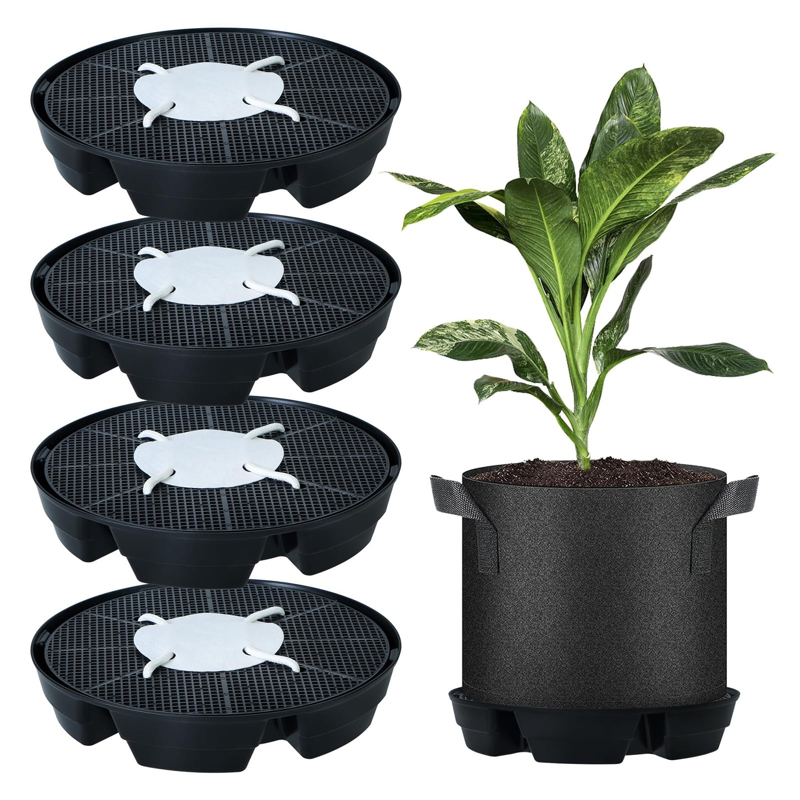 Opvise Self-Watering Plant Trays with 5M Wick Wire, 12.6" Wide Durable ...