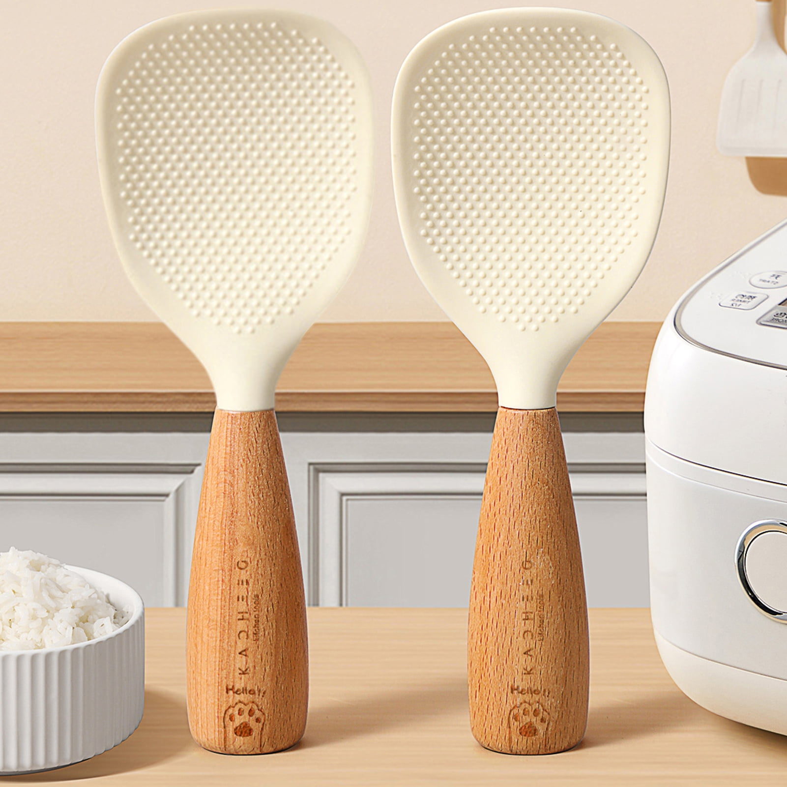 Opvise Silicone Rice Spoon Non-Stick Food Grade with Standing Feature ...