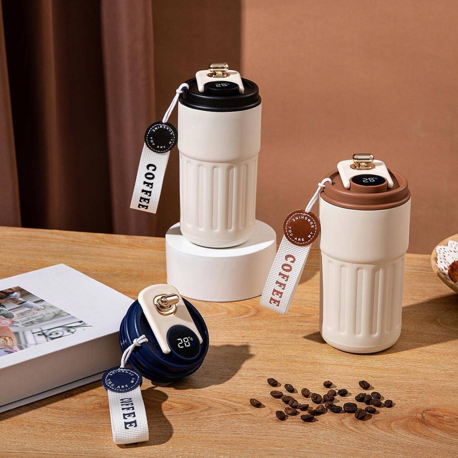 Opvise Smart Thermal Cup with LCD Temperature Display, 316 Stainless ...