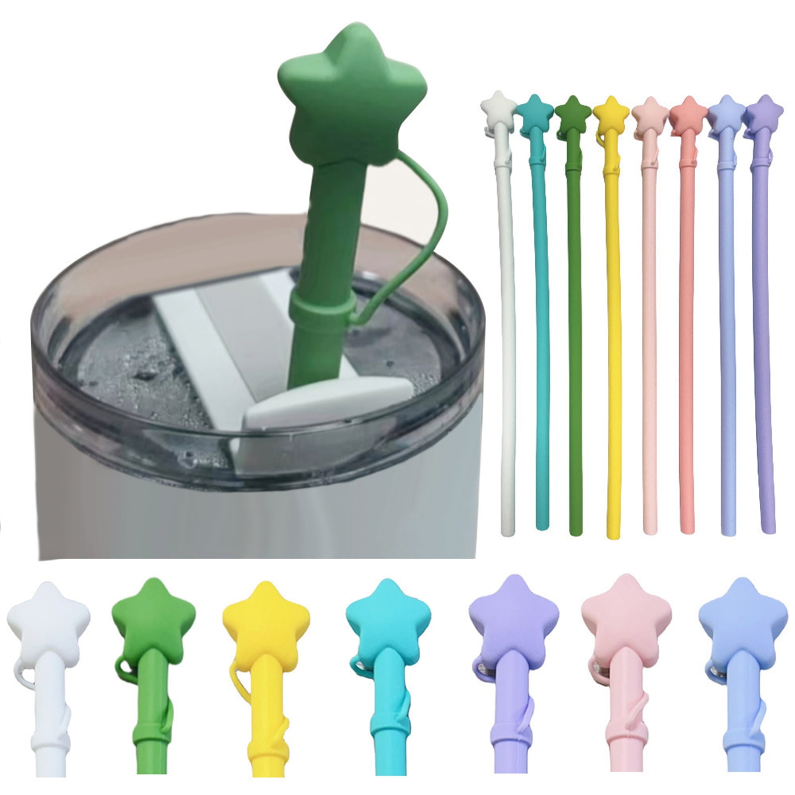Opvise Soft Silicone Reusable Straws with Cap BPA Free Eco Friendly ...