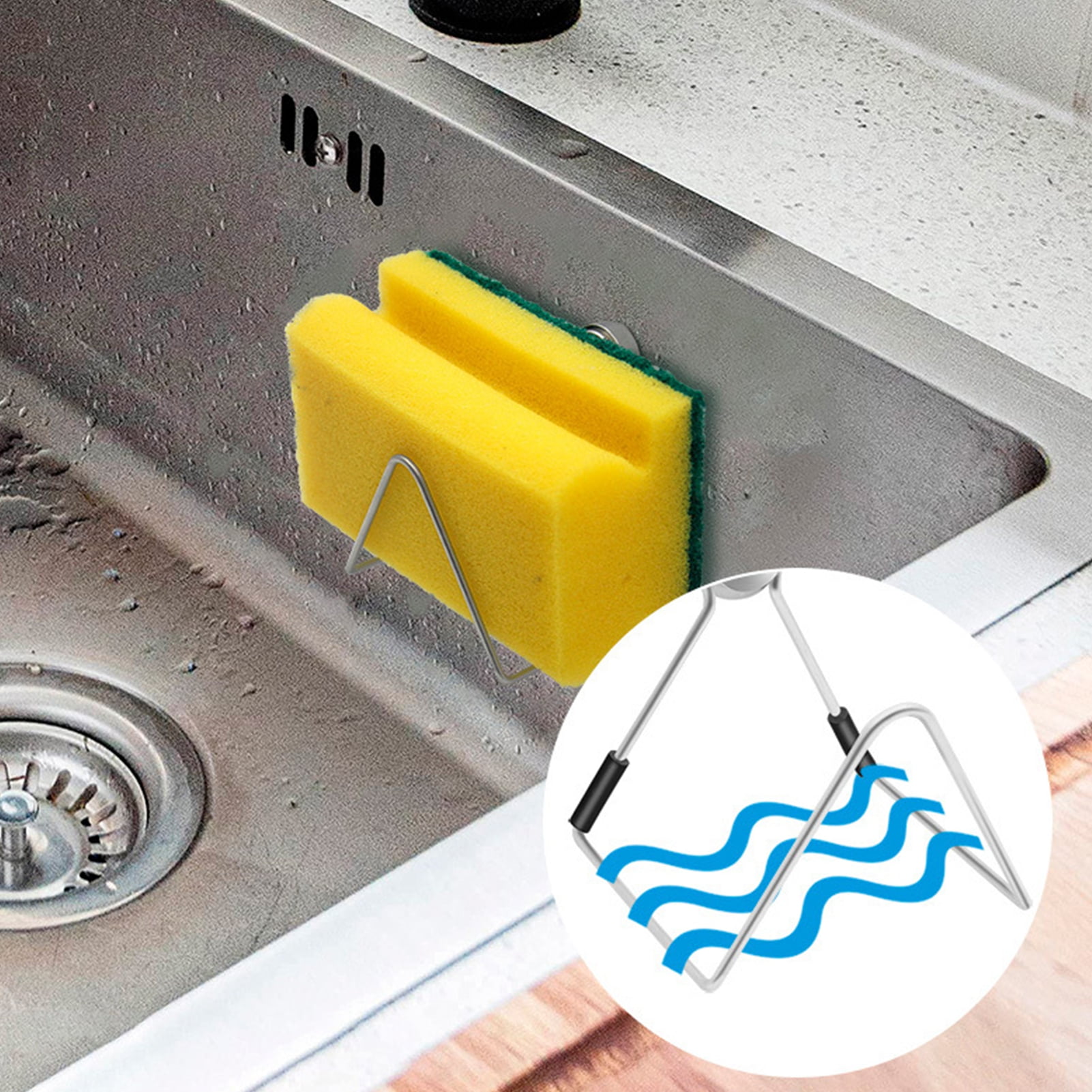 Opvise Stainless Steel Sponge Rack with No-Drill Adhesive, 2 Sizes for ...