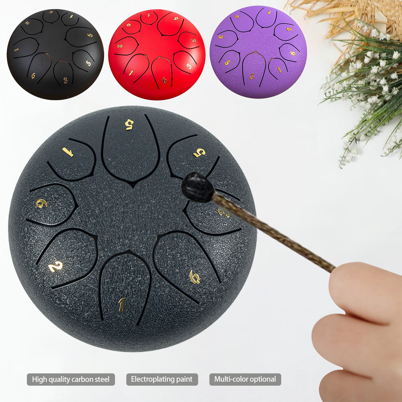 Opvise Steel Tongue Drum Rain Chime Hand Drums Sound Healing ...