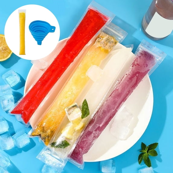 Opvise Transparent Self-Sealing Popsicle Bags - 100pcs Food-Grade PE ...