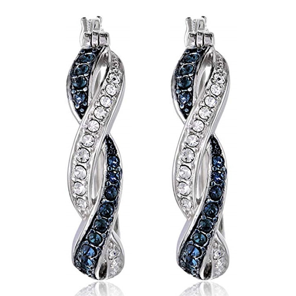 Opvise Two-tone Fashion Women Alloy Rhinestone Ear Hoop Earrings ...