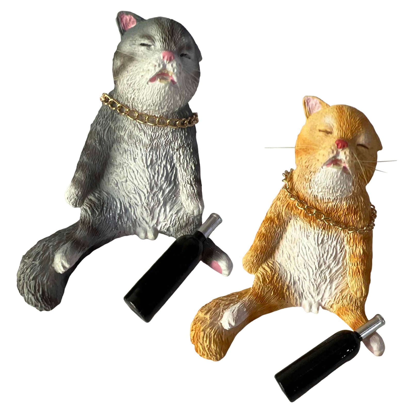Opvise Whimsical Drunk Cat Resin Ornament, Handcrafted Mini Desk Decor ...