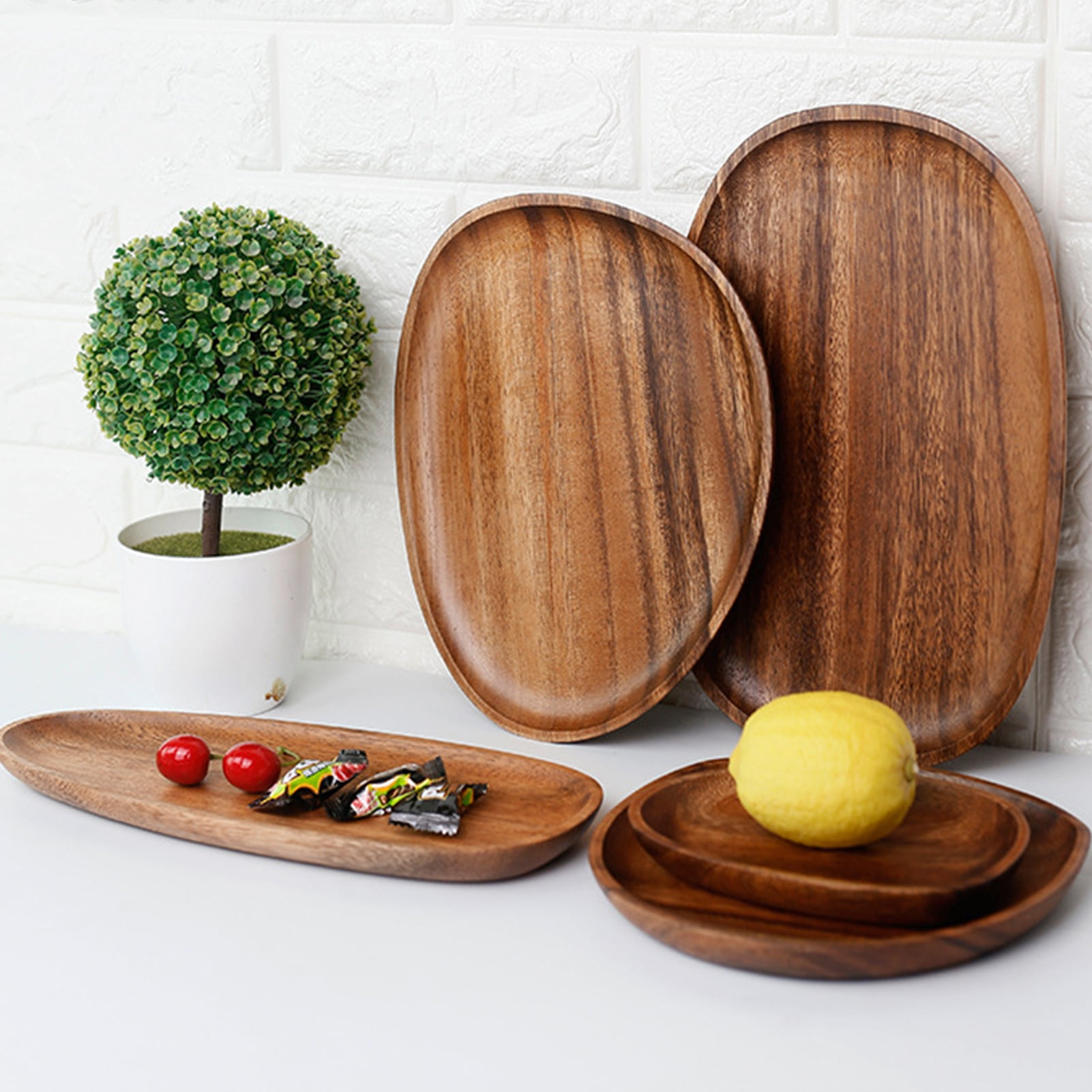 Opvise Wood Tray Versatile Rustic Wood Serving Tray Table Centerpieces ...