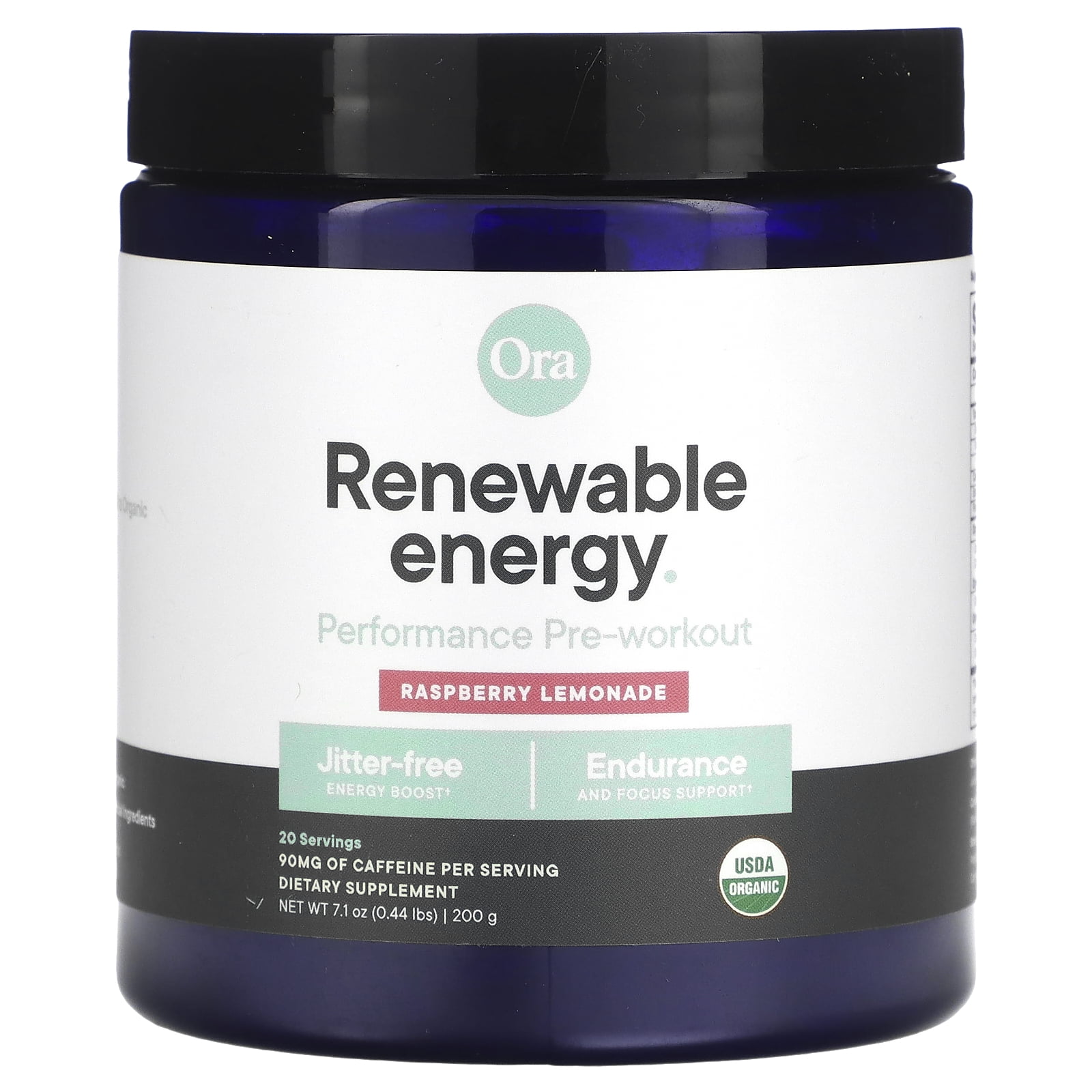 Ora Renewable Energy, Performance Pre-Workout, Raspberry Lemonade, 7.1 ...
