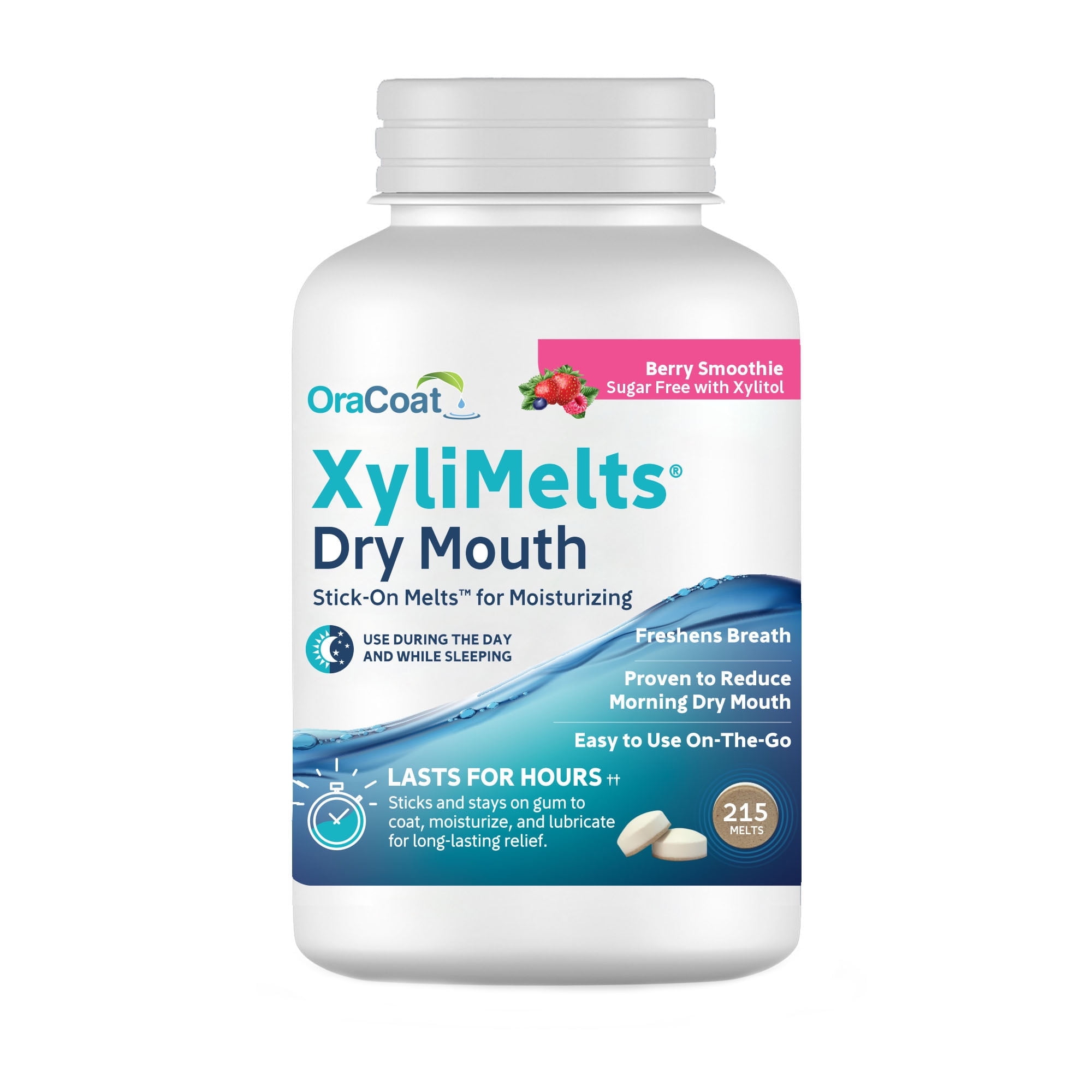 OraCoat XyliMelts Dry Mouth Stick-On Moisturizing Discs, Berry Smoothie ...