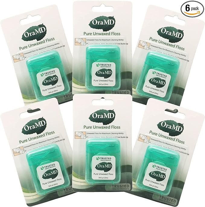 OraMD Oral Care Pure Unwaxed Dental Floss 54.6 Yards - Chemical Free ...